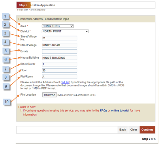 The new correspondence address is pre-filled by e-ME. If you need to ...